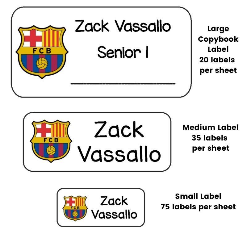 Zaky's Stationery - Online Shop. Football Team Labels